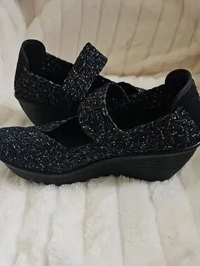 bernie mev. | Shoes | Bernie Mev Black Wedge Mary Jane With Multicolor ...